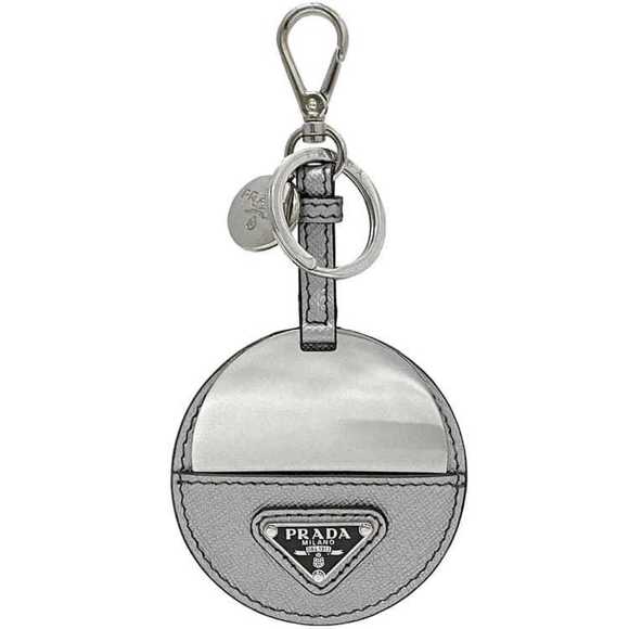Prada | Accessories | Prada Mirror Charm F2297 Silver 1tl489 Saffiano ...